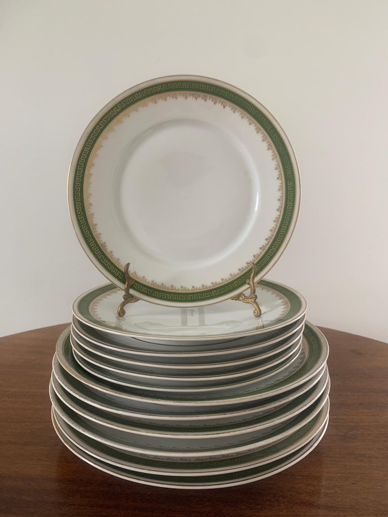 Antique German Greek Key Rimmed Luncheon and Salad Plates by C. Tielsch ...