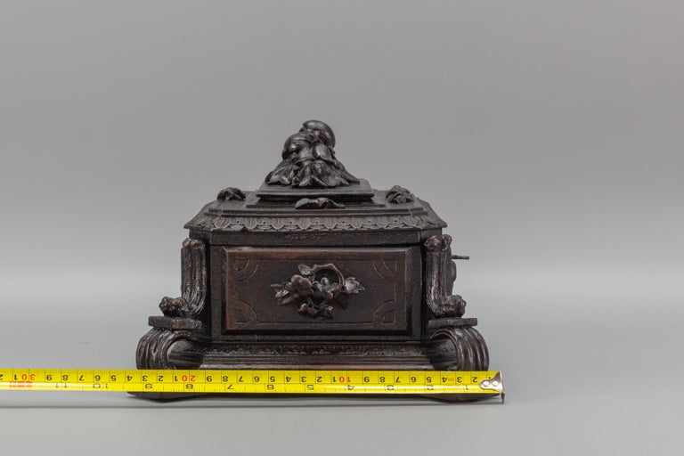 Antique German Hand Carved Wooden Jewelry Box, Early 20th Century at ...