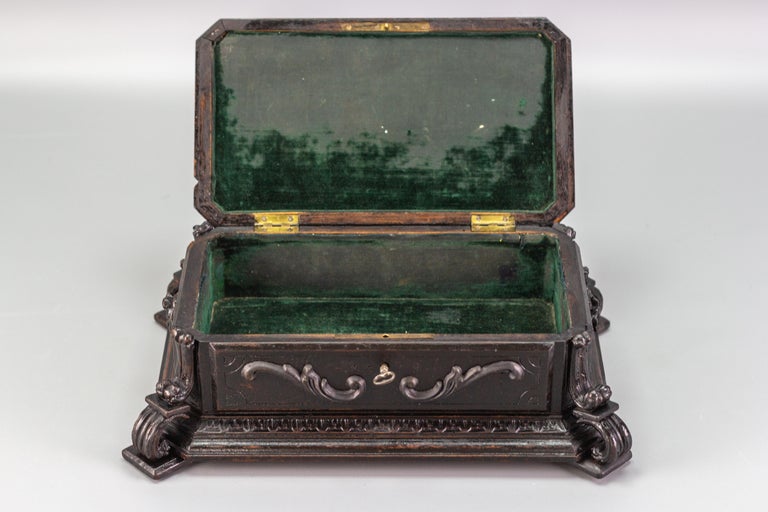 Antique German Hand Carved Wooden Jewelry Box, Early 20th Century at ...