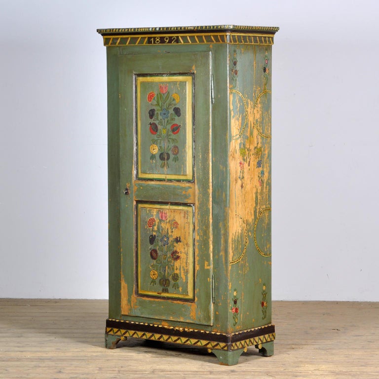 Antique German Hand Painted Cabinet, 1892 at 1stDibs