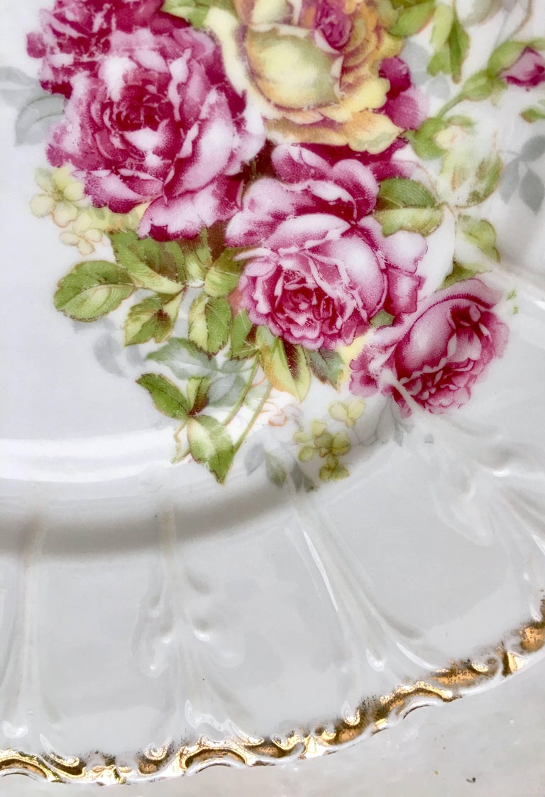 Antique German Hand-Painted Porcelain and Gold Gilt "Rose" Dinner ...
