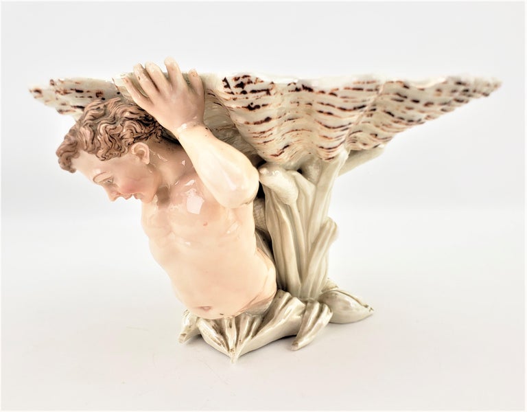 Antique German Hard Paste Porcelain Fantasy Male Mermaid Holding a ...