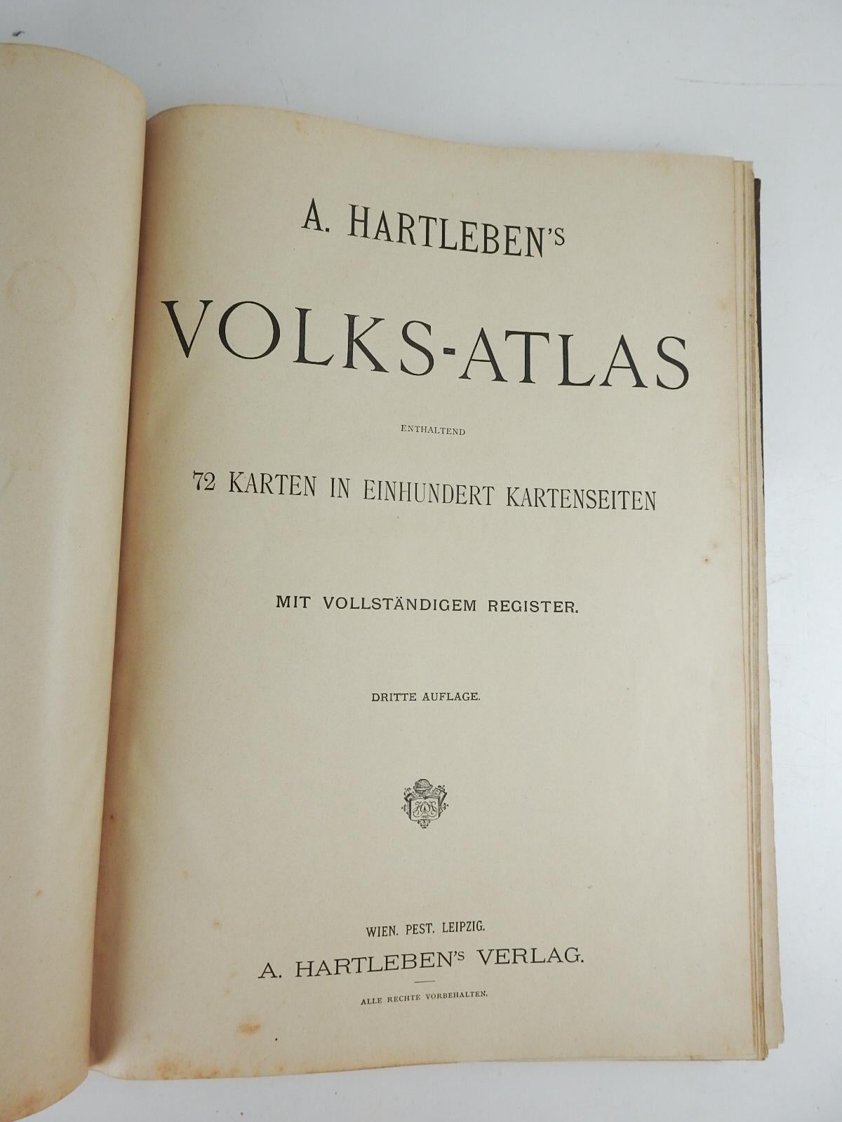 Antique German Hartleben's Volks Atlas Book World Maps For Sale at 1stDibs