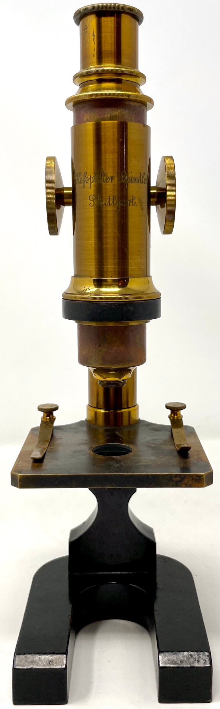 Antique German "Hofeptiker Spindler Stuttgart" Microscope in Case ...