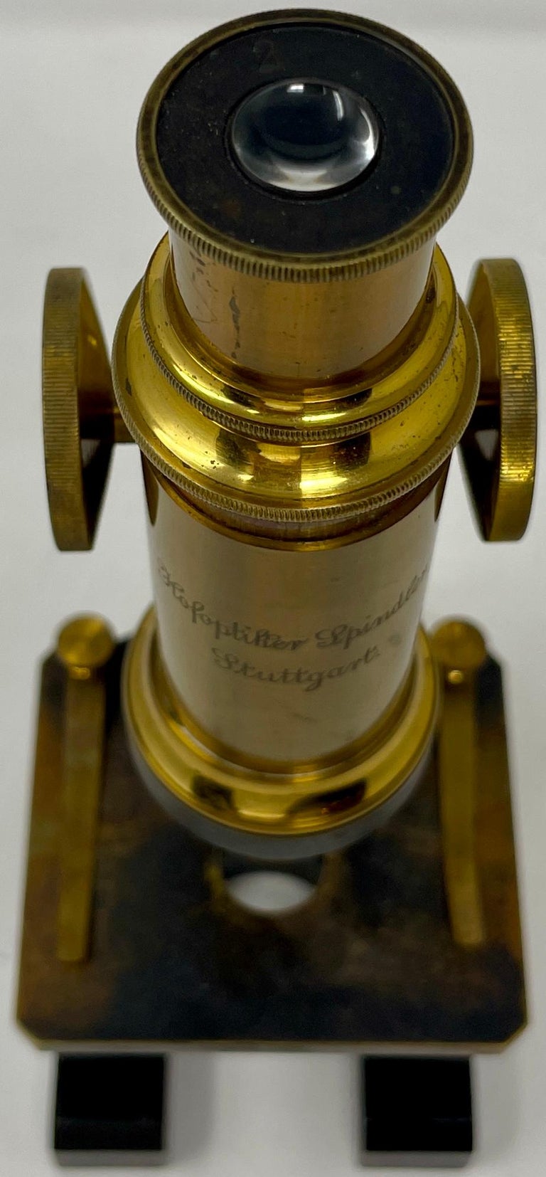 Antique German "Hofeptiker Spindler Stuttgart" Microscope in Case ...