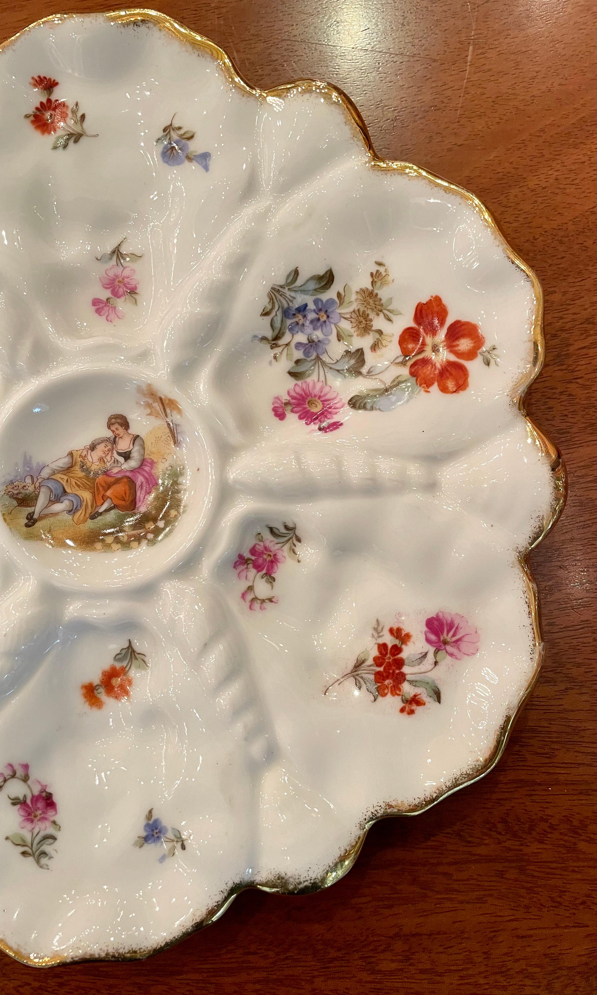 Antique German Hutschenreuther Hand-Painted Porcelain Oyster Plate, c ...