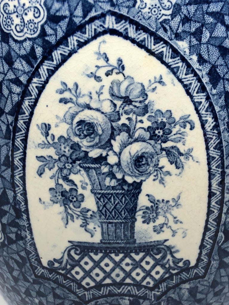 Antique German Large Footed Transferware Scenic Vase, 1890s at 1stDibs