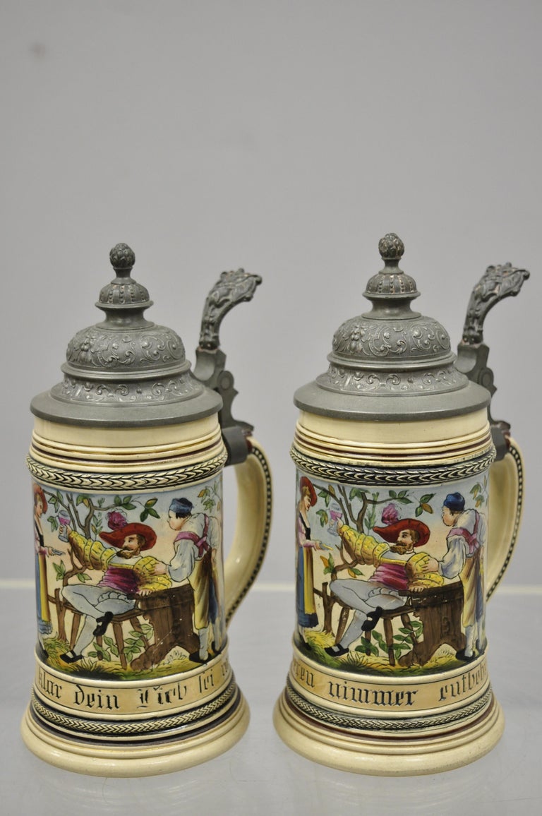 Antique German Lidded Beer Stein 7-Piece Set by Marzi and Remy #979 ...