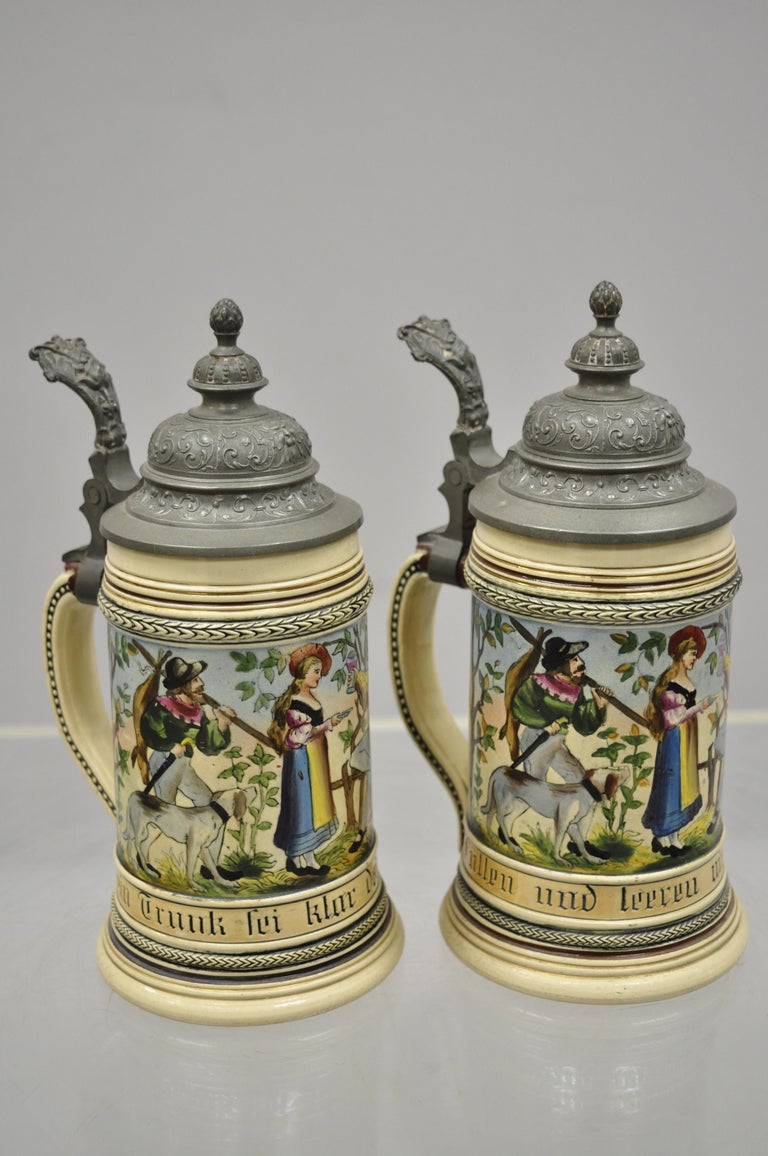Antique German Lidded Beer Stein 7-Piece Set by Marzi and Remy #979 ...