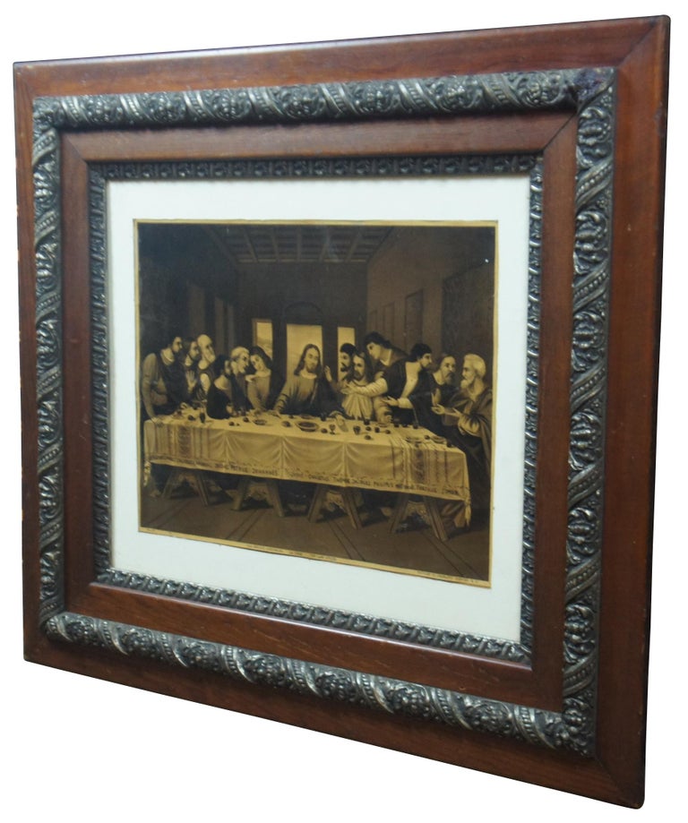 Antique German Lithograph Print After R. Tesar the Last Supper Oak ...