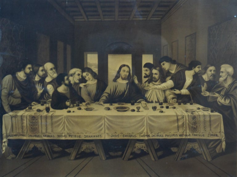 Antique German Lithograph Print After R. Tesar the Last Supper Oak ...