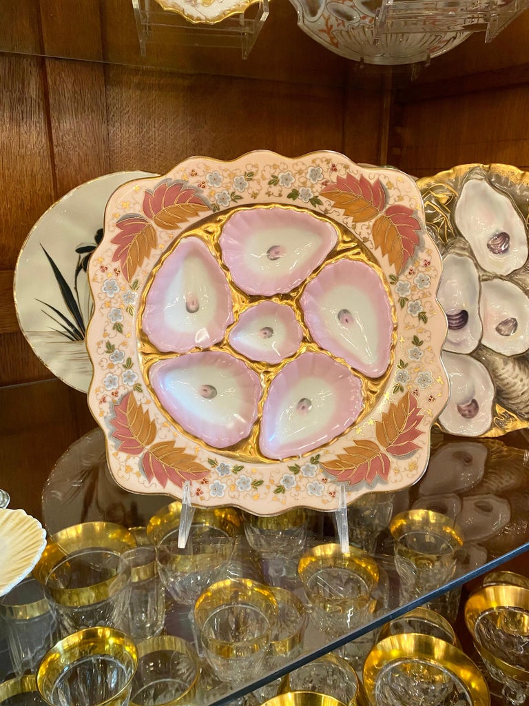 Antique German "Marx Gutherz Carlsbad" Pink and Gold Porcelain Oyster ...