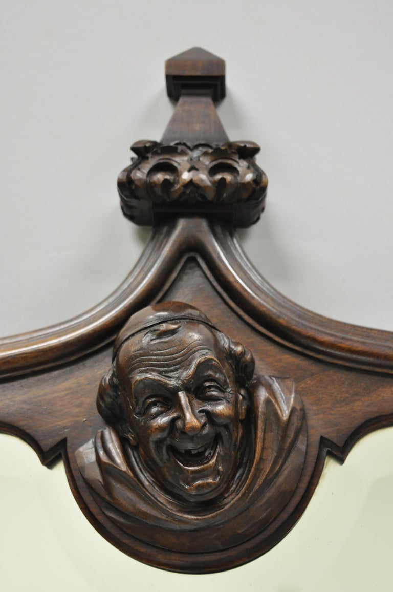 German Medieval over Mantel Mirror with Carved Medieval Monk Face to ...