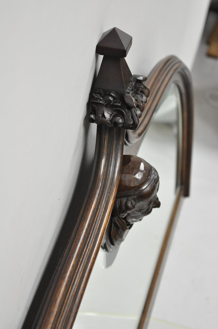 German Medieval over Mantel Mirror with Carved Medieval Monk Face to ...