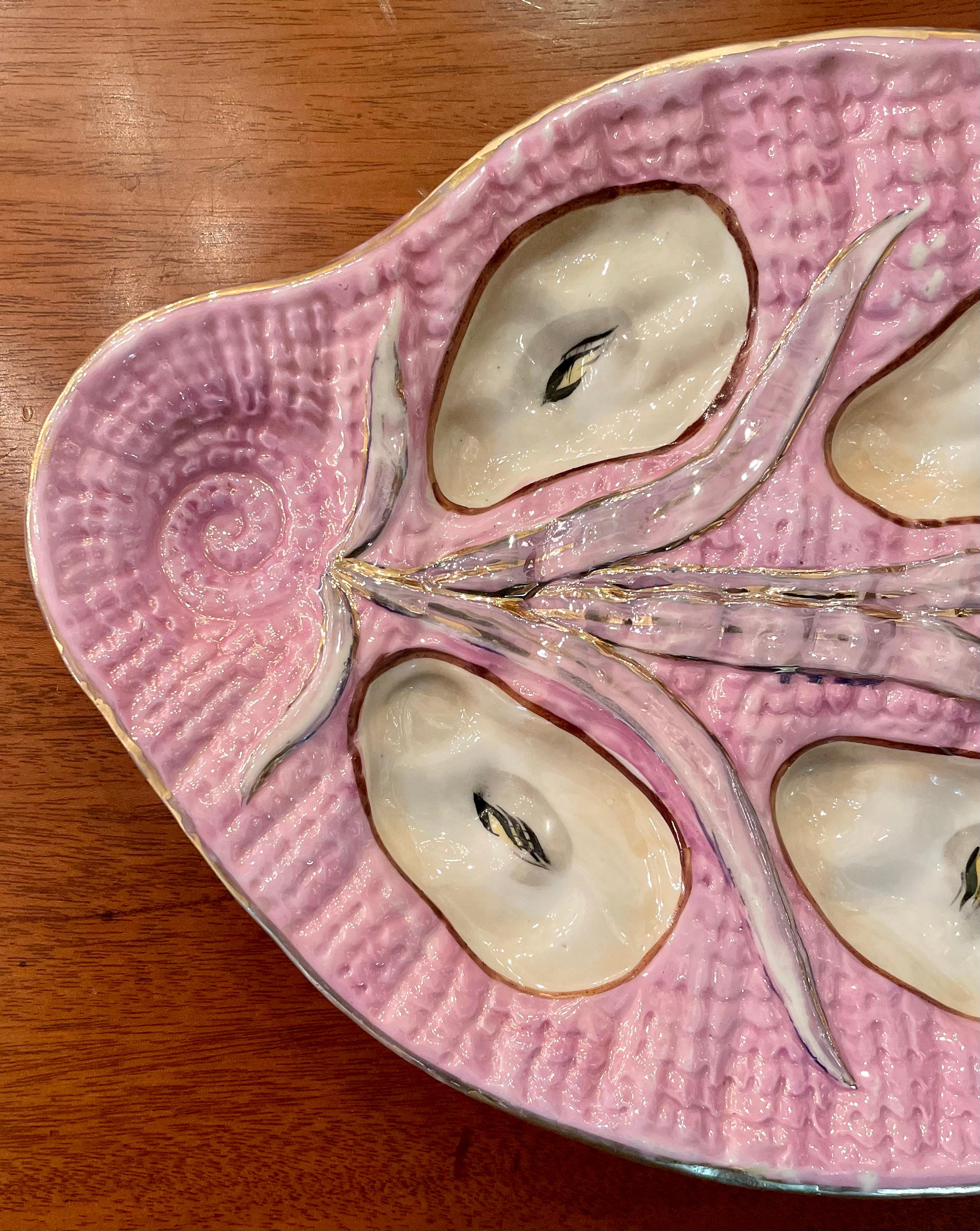 Antique German Moser Pink Luster Porcelain Shaped Oyster Plate Circa ...