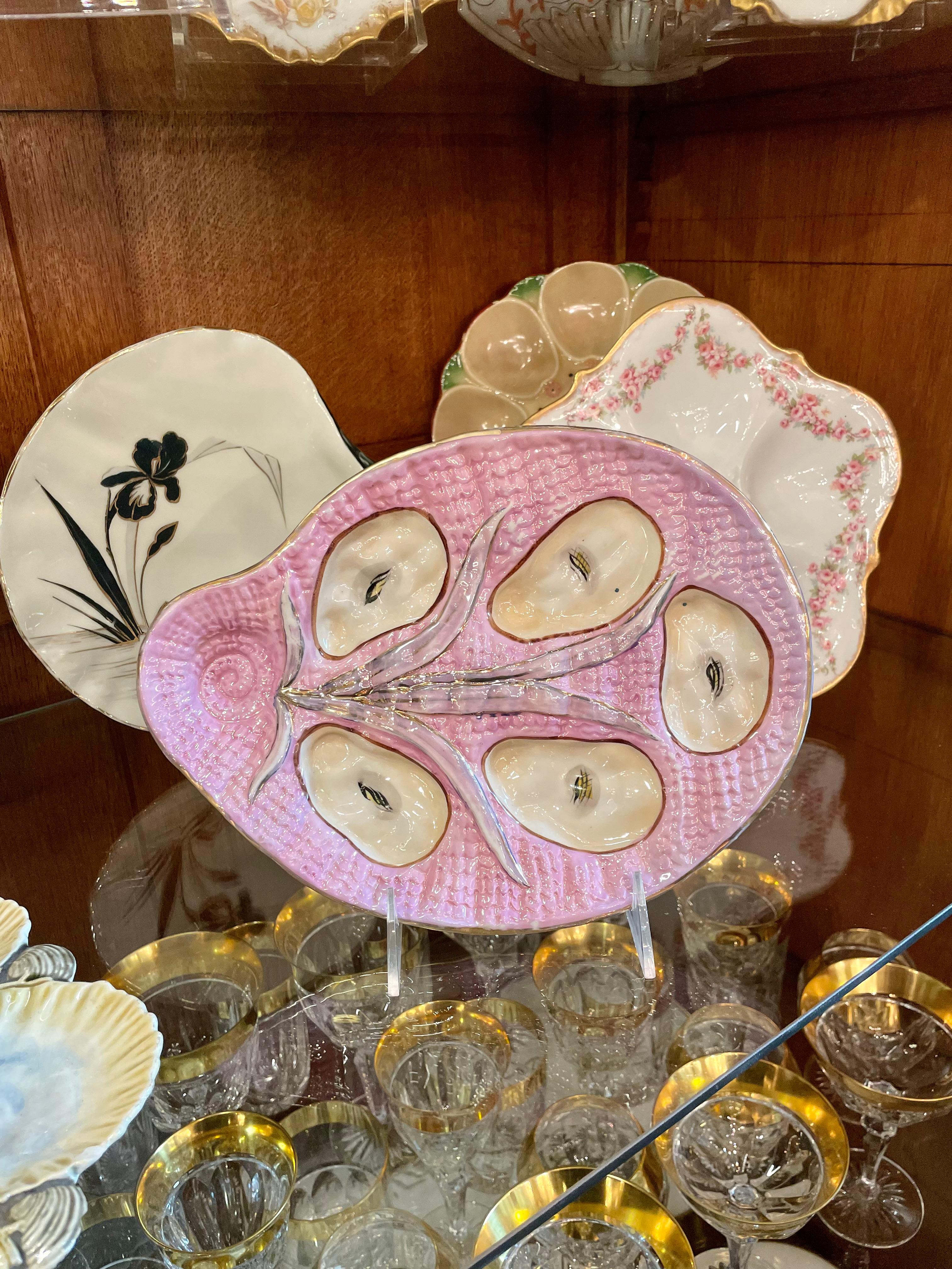 Antique German Moser Pink Luster Porcelain Shaped Oyster Plate Circa ...