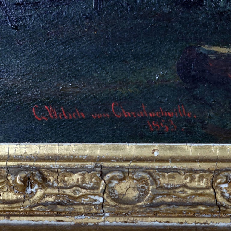 Antique German Oil on Canvas Landscape by Karl Friedrich C. Welsch at ...