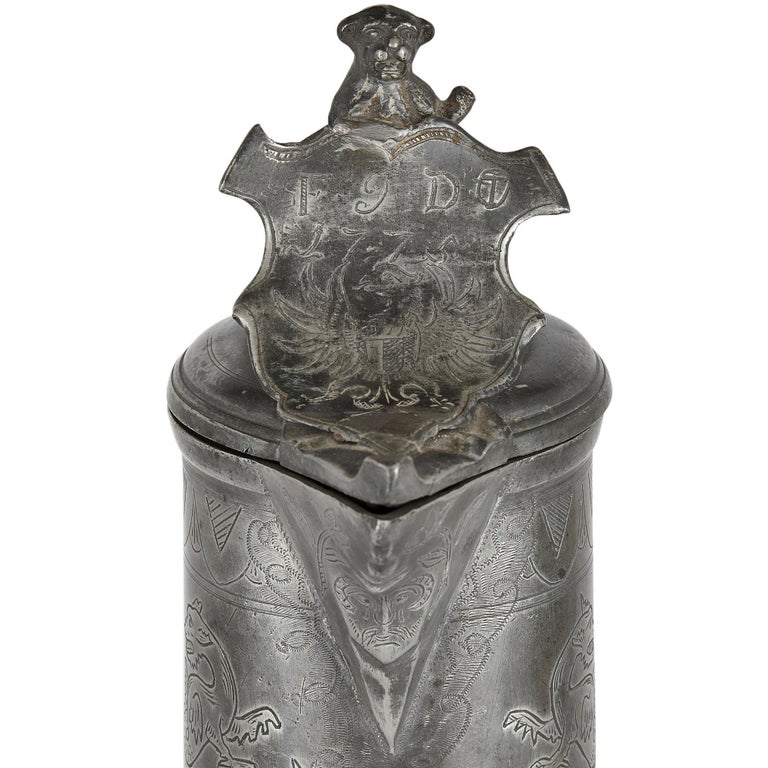 Antique German Pewter Jug For Sale at 1stDibs