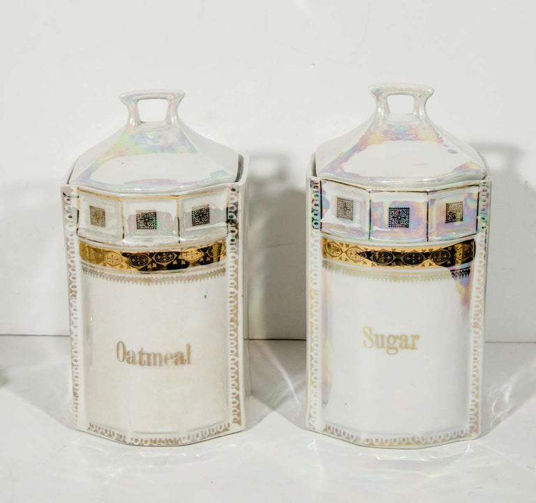 Antique German Porcelain Apothecary Jars and Spice Set, 12 Piece at 1stDibs