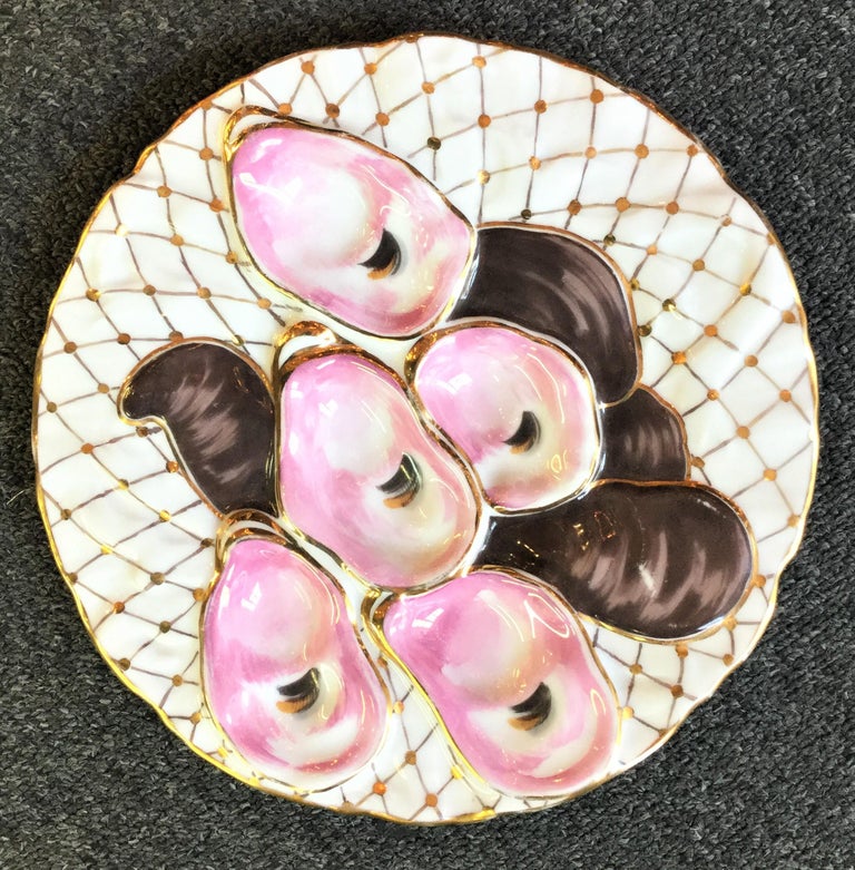 Antique German Porcelain Carl Tielsch 'Turkey Pattern' Oyster Plate ...