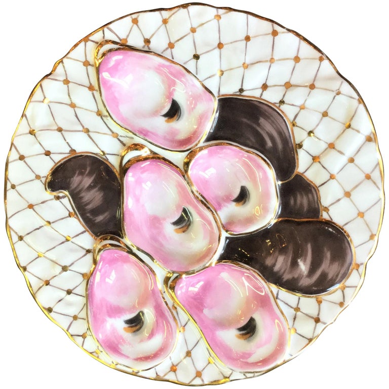 Antique German Porcelain Carl Tielsch 'Turkey Pattern' Oyster Plate ...