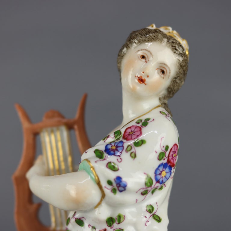 Antique German Porcelain Figure of Classical Woman with Harp, 19th ...