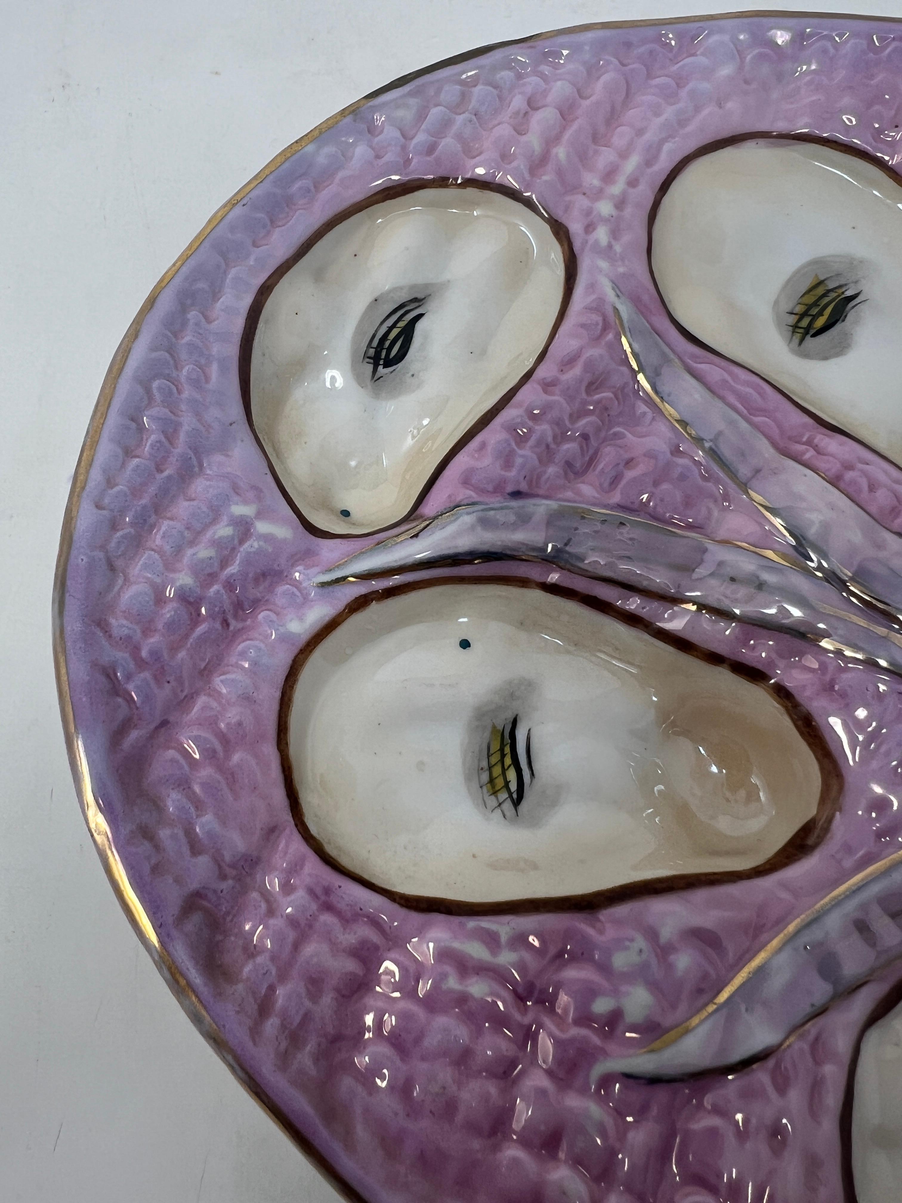 Antique German Porcelain Moser Design Pink Luster Shaped Oyster Plate ...