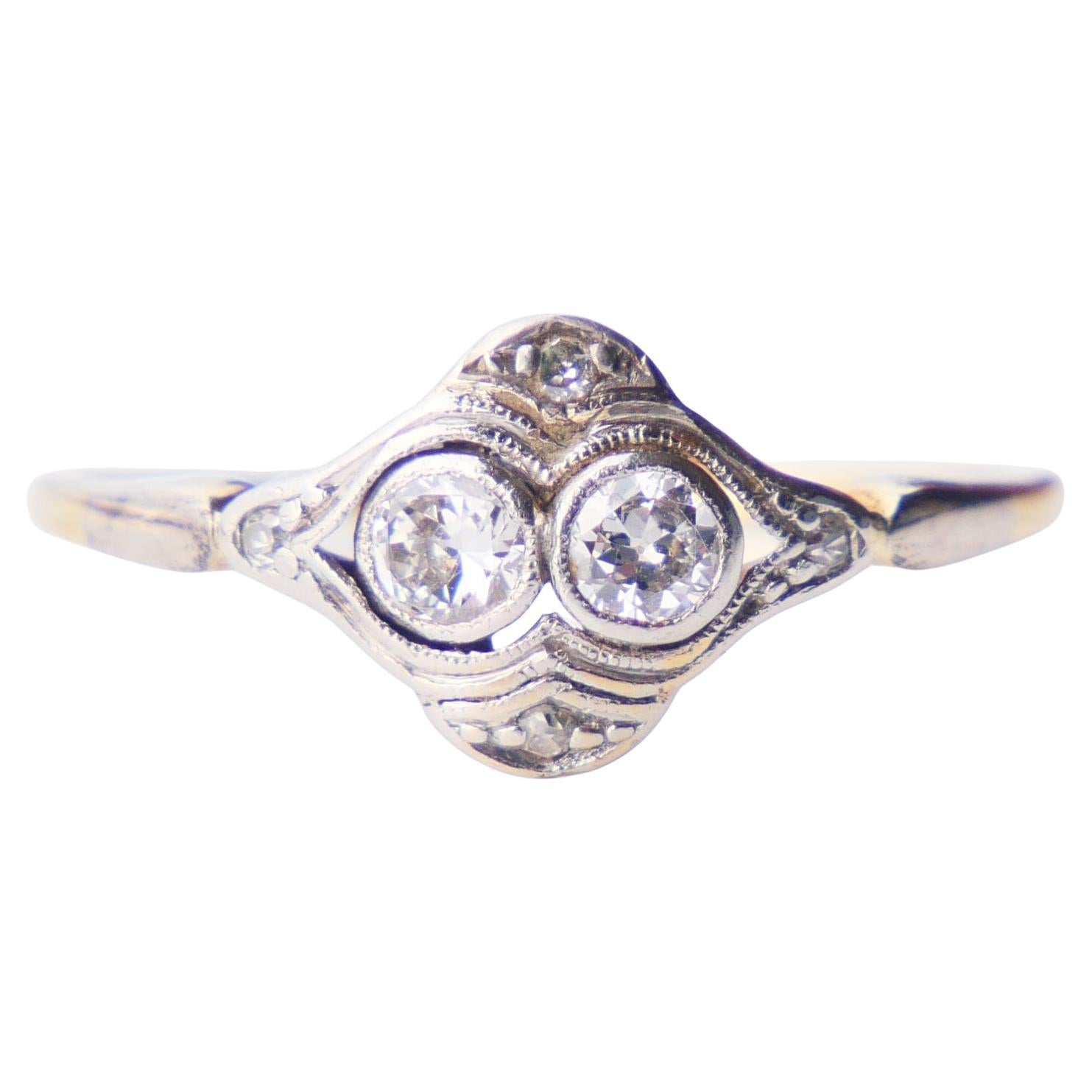 Antique German Ring natural 0.3ct Diamond solid 14K Gold Ø US6.5 / 1 ...