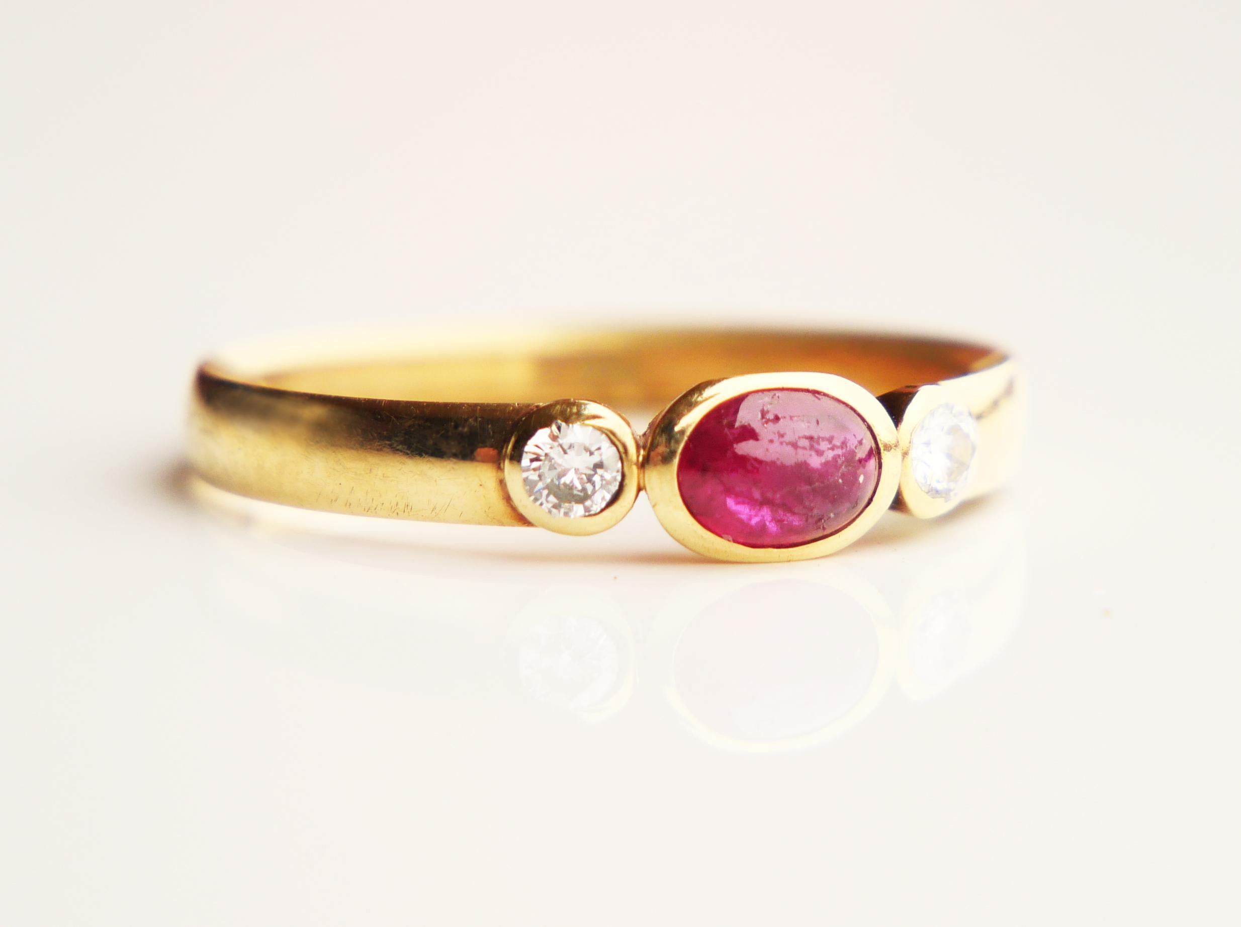 Antique German Ring natural 0.7ct Ruby Diamonds solid 14K Gold ØUS9 / 2 ...