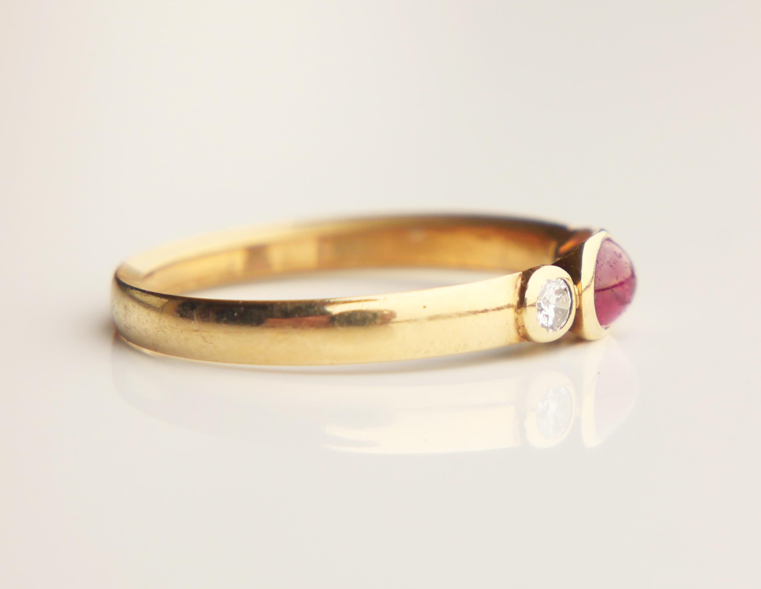 Antique German Ring natural 0.7ct Ruby Diamonds solid 14K Gold ØUS9 / 2 ...