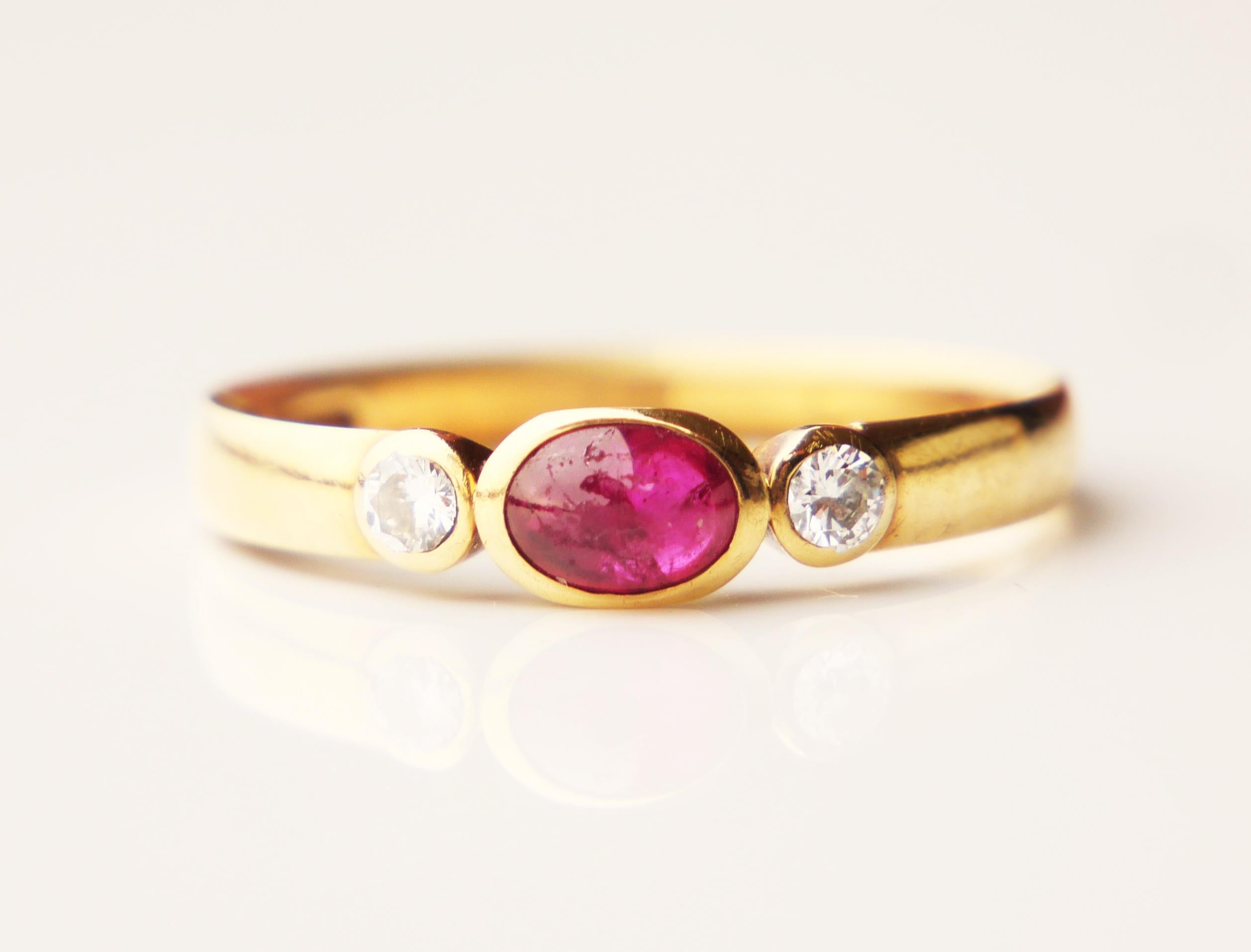 Antique German Ring natural 0.7ct Ruby Diamonds solid 14K Gold ØUS9 / 2 ...