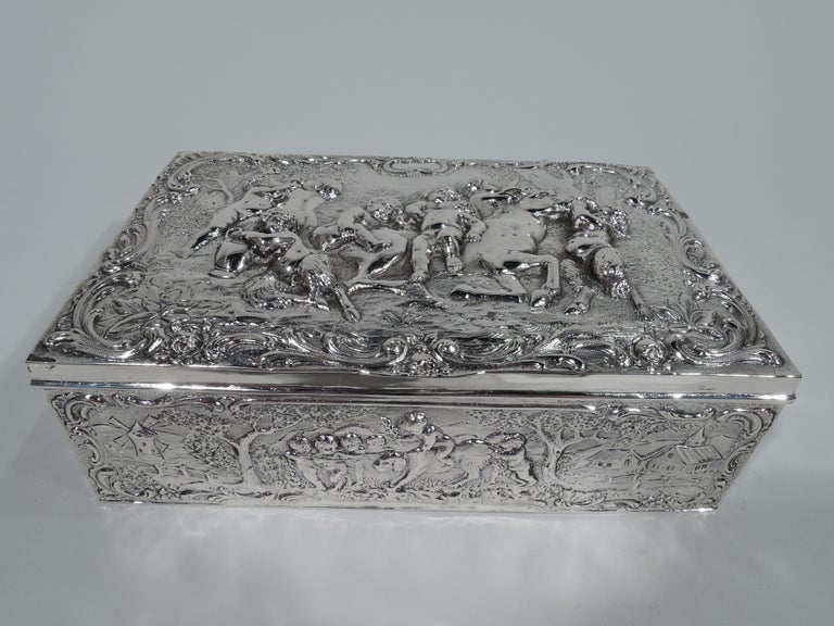 Antique German Rococo Revival Silver Keepsake Box with Frolicking Putti ...