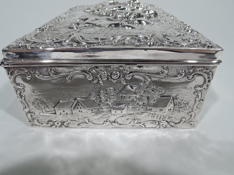Antique German Rococo Revival Silver Keepsake Box with Frolicking Putti ...