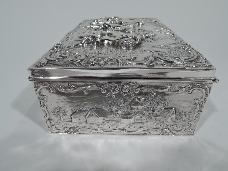 Antique German Rococo Revival Silver Keepsake Box with Frolicking Putti ...