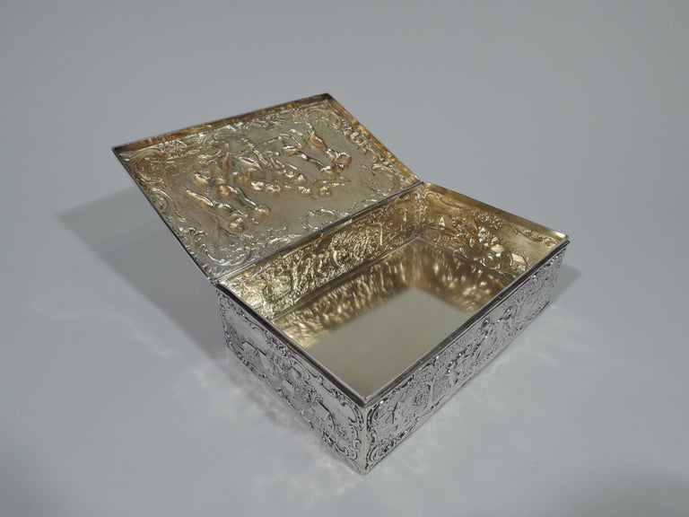 Antique German Rococo Revival Silver Keepsake Box with Frolicking Putti ...