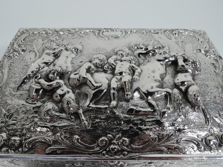 Antique German Rococo Revival Silver Keepsake Box with Frolicking Putti ...