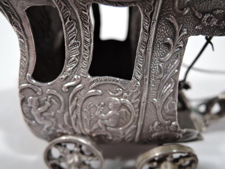 Antique German Rococo Silver Miniature Horse-Drawn Carriage For Sale at ...