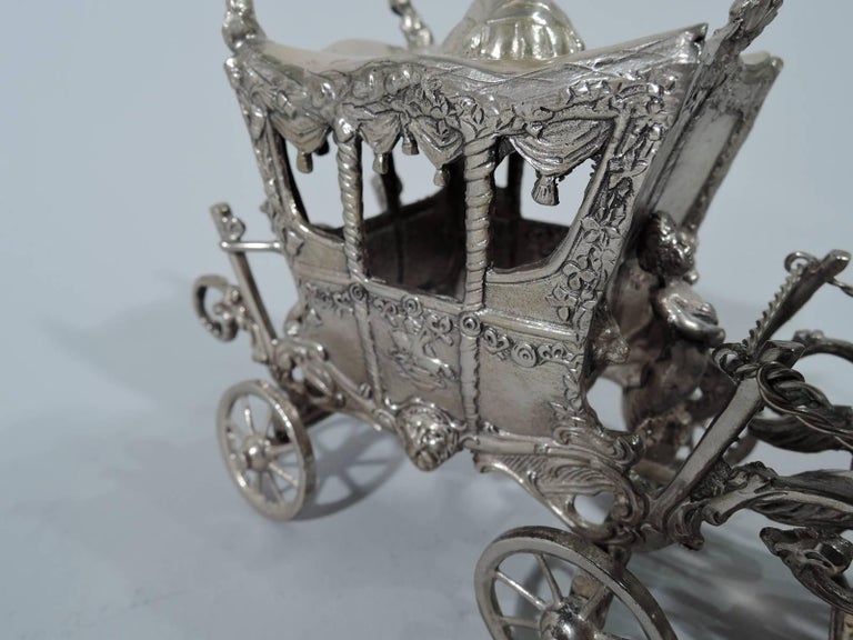 Antique German Rococo Sterling Silver Horse-Drawn Cinderella Coach at ...