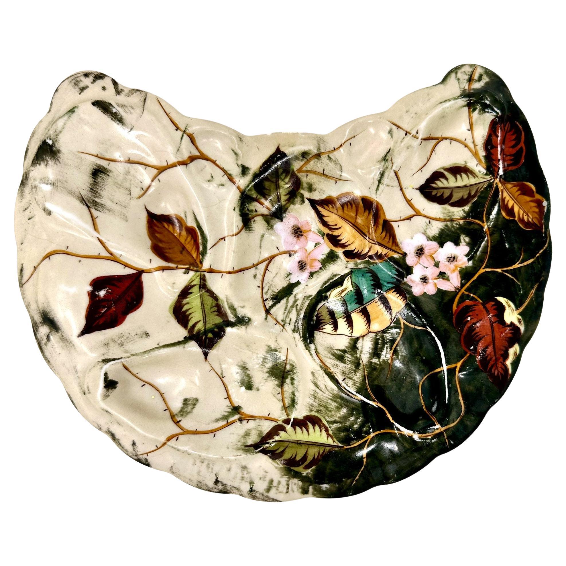Antique German "R.S. Prussia" Porcelain Crescent-Shaped Oyster Plate ...