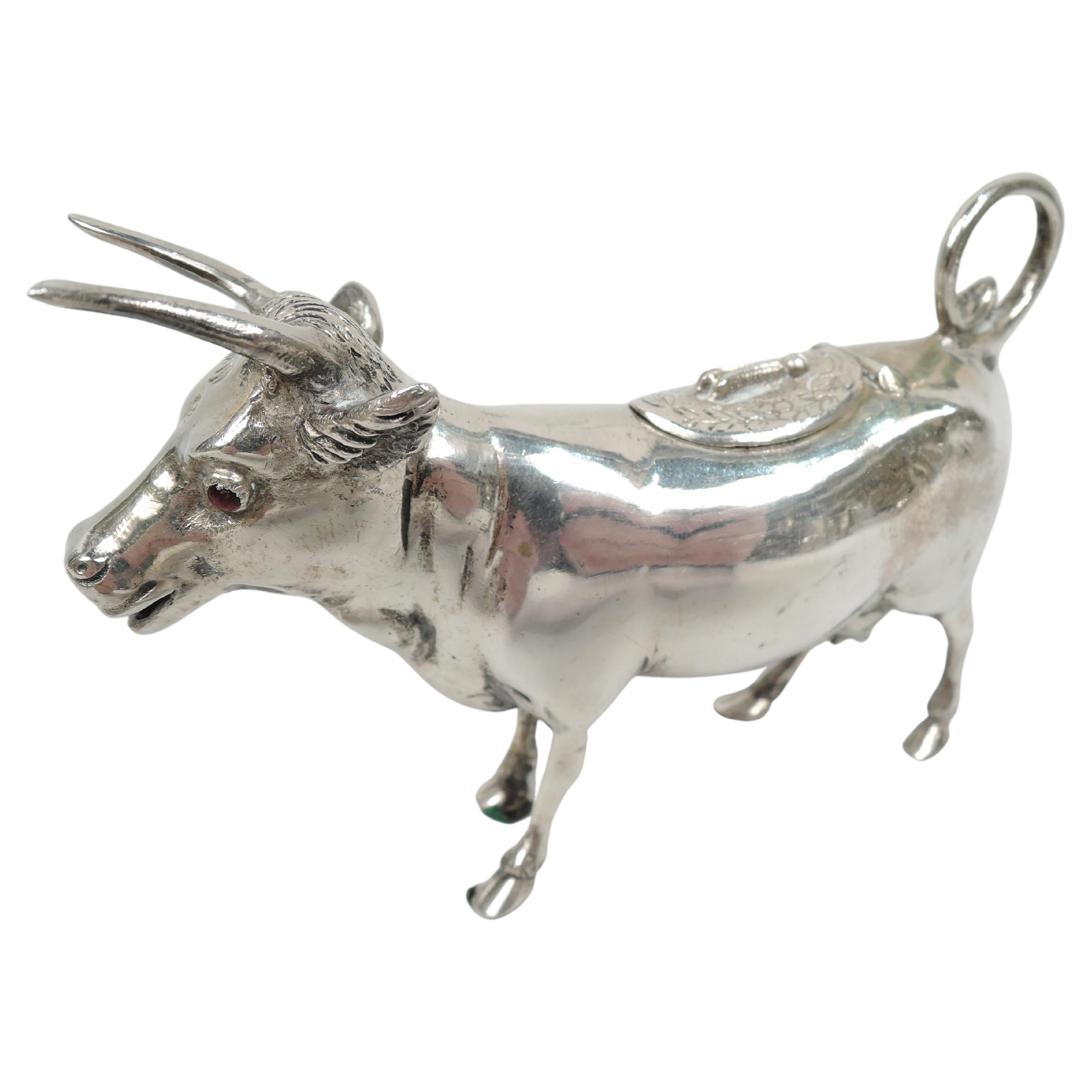 Antique German Silver Cow Creamer For Sale at 1stDibs