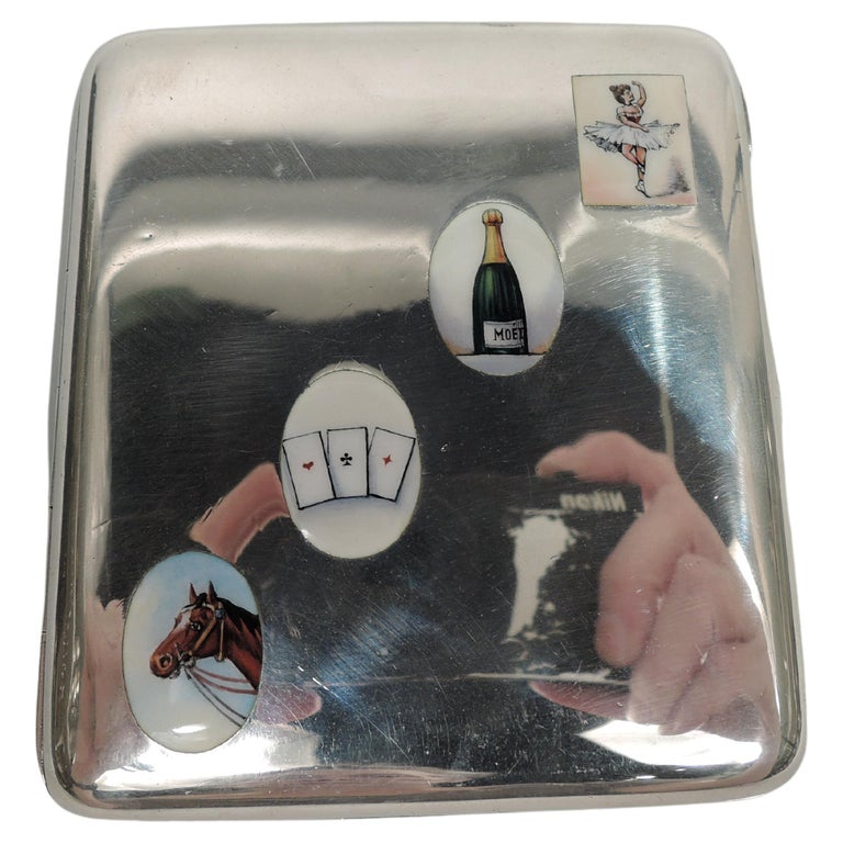 Antique German Silver and Enamel Cigarette Case with Sin Symbols For ...