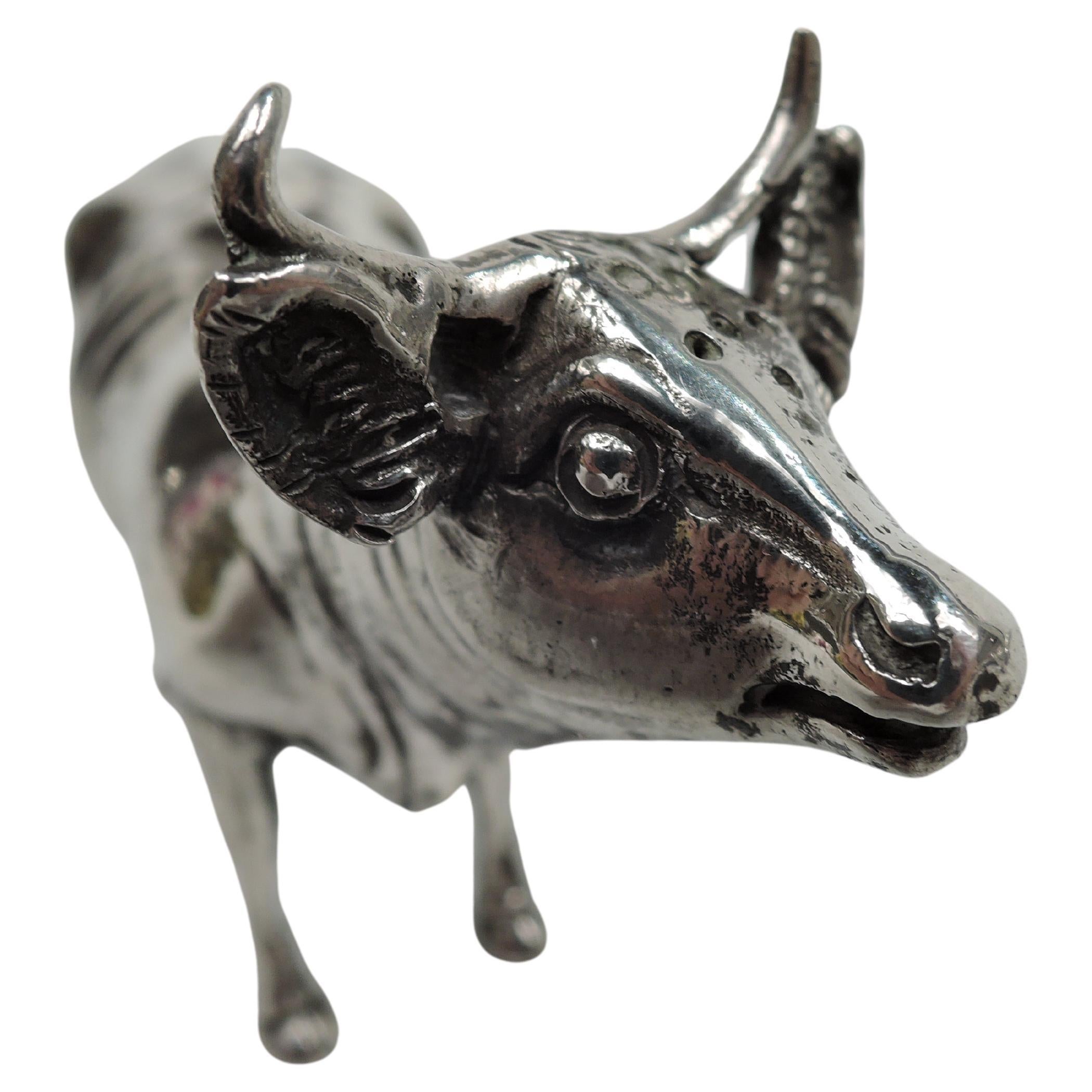 Antique German Silver Figural Cow Salt Shaker For Sale at 1stDibs