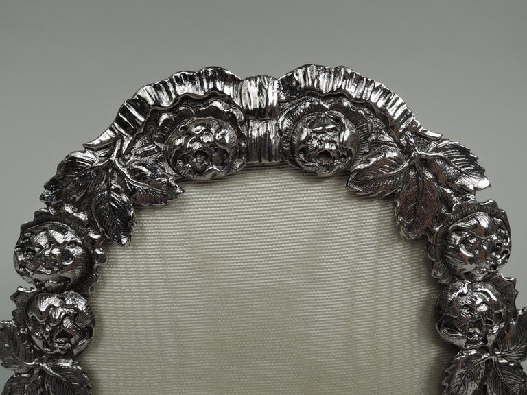 Antique German Silver Floral Garland Picture Frame For Sale at 1stDibs