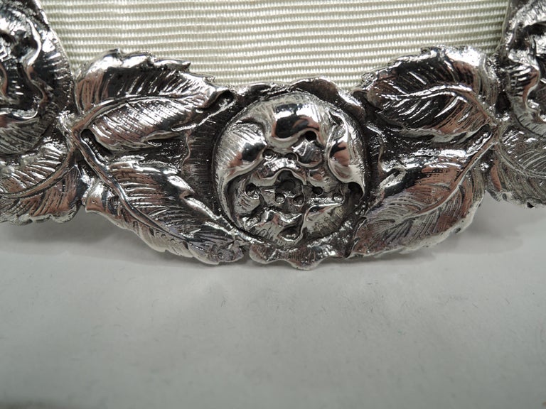 Antique German Silver Floral Garland Picture Frame For Sale at 1stDibs