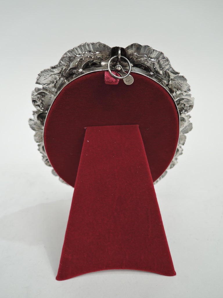 Antique German Silver Floral Garland Picture Frame For Sale at 1stDibs