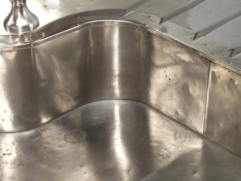 Antique German Silver Sink with Matching Backsplash and Faucets at 1stDibs