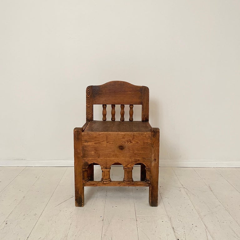 19th century, Solid Pine Antique Chair, made in the Romanic Style ...