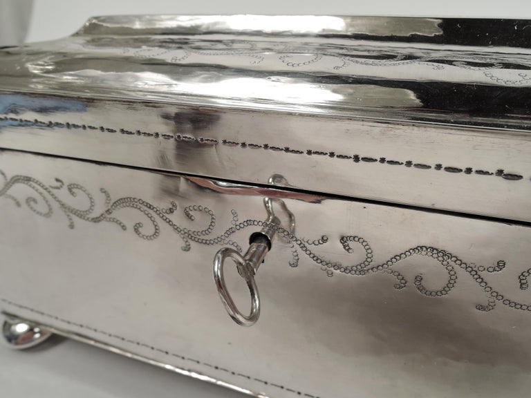 Antique German Sterling Silver Box with Naif Pastoral Decoration For ...
