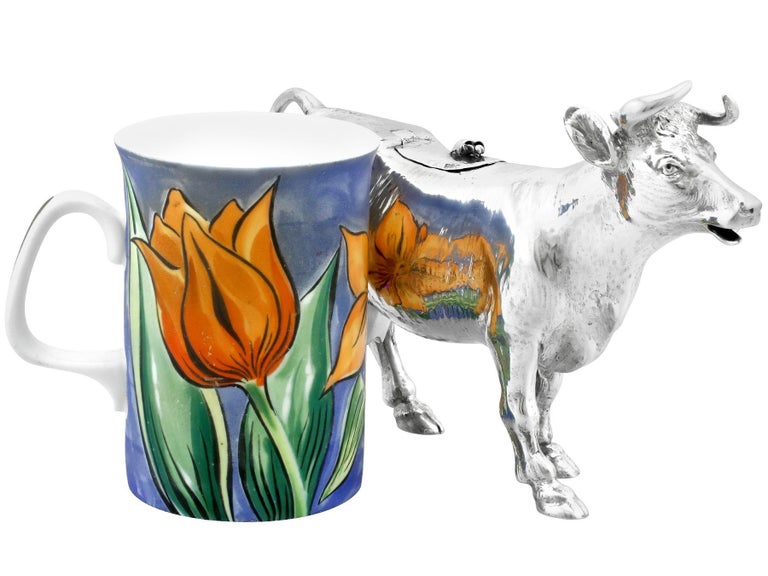 Antique German Sterling Silver Cow Creamer at 1stDibs