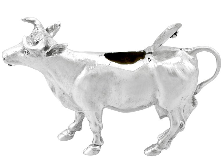 Antique German Sterling Silver Cow Creamer at 1stDibs